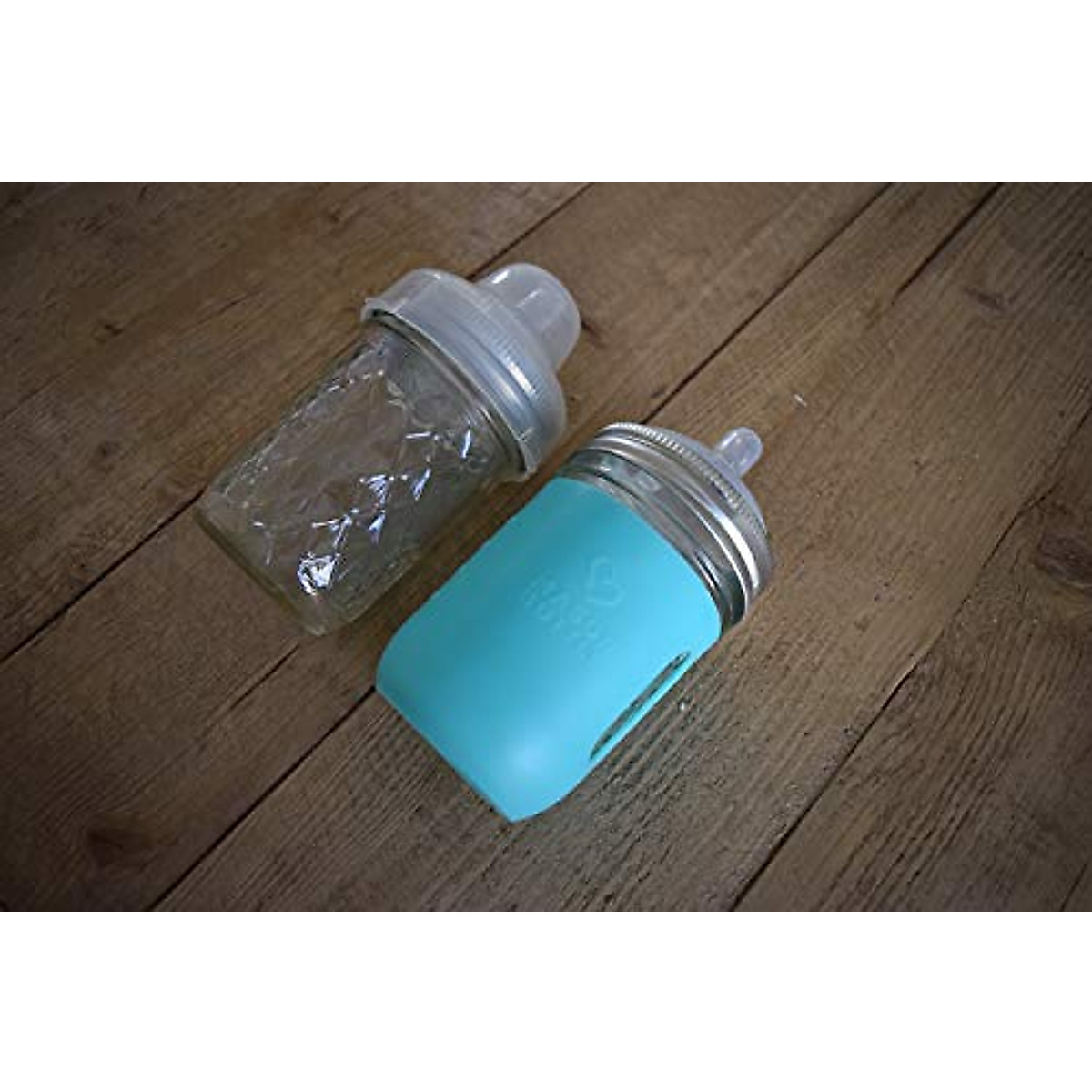 Mason Bottle Silicone Sleeve: Fits Any 8 Ounce Regular-Mouth Mason Jar, Extra Grip and Protection, Non-Toxic, Dishwasher Safe, Made in The USA (Agave Color)