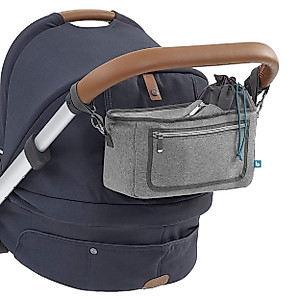 Babymoov Premium Universal Stroller Organizer | XL Storage, Full Zip Closure, Insulated Cup Holder and Smart Phone / iPhone Pouch