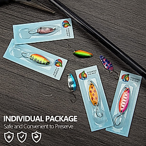 QualyQualy Fishing Spoon Lure Assortment, 30pcs Colorful Trout Lure Set Casting Metal Fishing Lure Trolling Spoon Lure Single Hook Tackle Kit