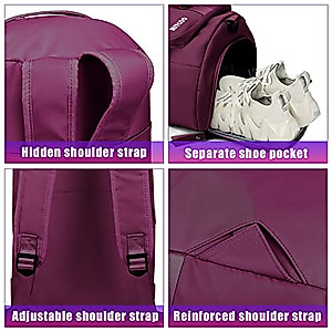 Gym Bag for Women and Men Sports Duffle Bag Travel Backpack Weekender Overnight Bag with Shoes Compartment Purple - MIYCOO