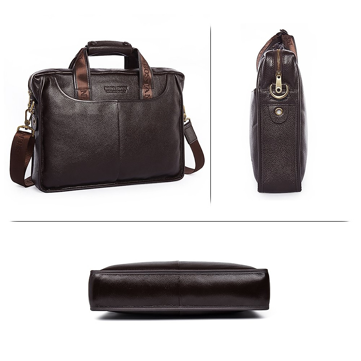 BOSTANTEN Leather Briefcase Handbag Messenger Business Bags for Men Brown