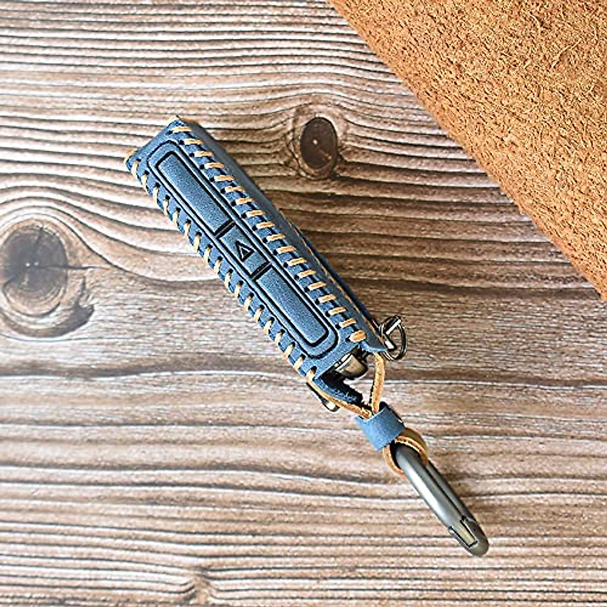 HIBEYO Leather Smart Key Fob Case Compatible with Volvo XC40 XC60 XC90 S90 V90 Car Key Fob Cover Remote Keyless Entry Full Protection Shell 2019 2021 Keychains Auto Accessories Holder Protector-Bule