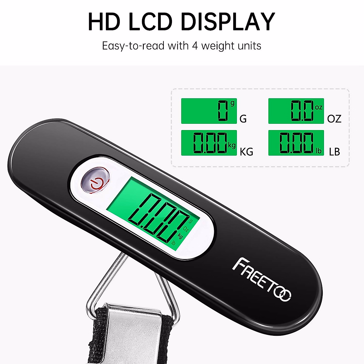 FREETOO Luggage Scale Portable Digital Hanging Scale for Travel, Suitcase Weight Scale with Superior Piano Lacquer 110 Lb/ 50Kg Capacity, Battery Included (Black)