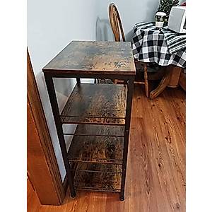 Metal Utility Rolling Carts Kitchen Microwave Storage Racks on Wheels Standing Shelf Unit for Home Office Bedroom Drom Apartment(Wood Tray)