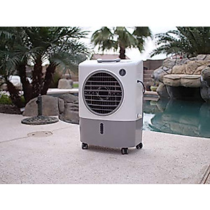 Hessaire MC18M Portable Evaporative Cooling Fan, Indoor/Outdoor Low Humidity Environments, 1300 CFM, 500 sq. ft., 2-Speed Fan, 53.4 dB, White