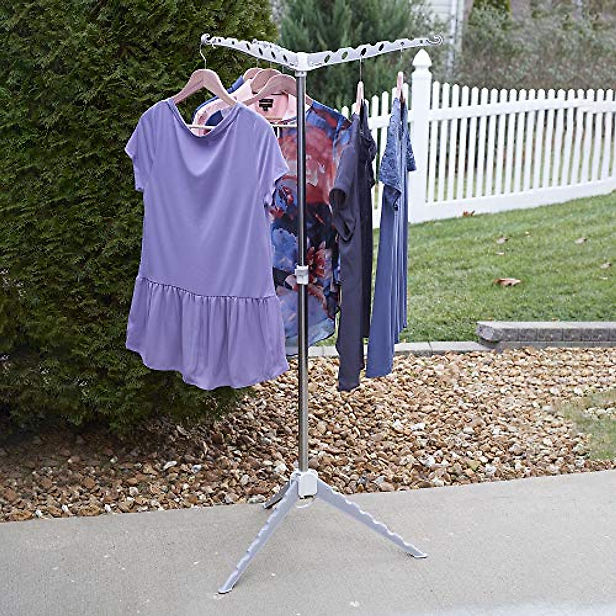 Household Essentials Grey 5006-1 Simple Indoor Tripod Clothes Drying Rack with Carrying Handle for Laundry, Small