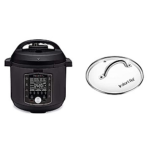Instant Pot Pro 10-in-1 Pressure Cooker (8QT, 0) and Tempered Glass Lid (10.2-In, 8-Qt)