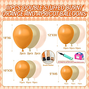 Vidavan Thanksgiving Balloons Fall Balloon Arch Kit, 111pcs Burnt Orange and Apricot Peach Double Stuffed Balloons for ThanksGiving Fall Baby Shower Birthday