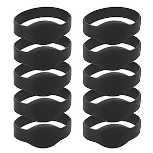 RFID Card Reader, Contactless RFID Proximity Smart Card, RFID Wristband Silicone Bracelet Waterproof IC Card for Swimming Pool Sauna Room (10pcs)(Black)