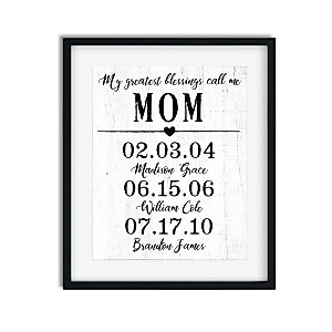CANARY ROAD Greatest Blessings Print | Personalized Mother Gift | Gift For Mom | Gift For Grandma | Mother Present | Mothers Day Gift | Unique Mom Gift