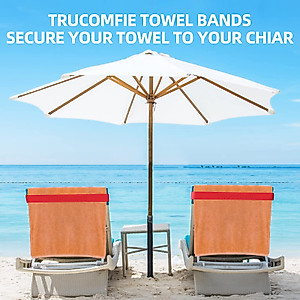 4 Pack Towel Bands for Beach, Pool & Cruise Chairs, Silicone-No Snapping in The Sun, Great Alternative for Beach Towel Clips (Red, Pink, Orange, Rainbow)