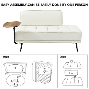 mikibama 2 Seater Loveseat Sofa Couch,55" PU Leather Ottoman Bench for Bedroom Living Room,Channel Tufted Bed End Bench with Back,Footrest Ottomans for Living Room,Entryway,Window (PU Leather, Beige)