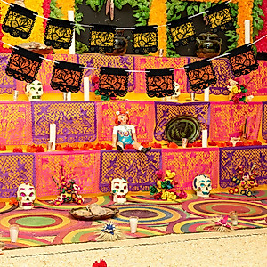Small Dia De Los Muertos Banner Mexican Monarch Butterfly Banners Fiesta Papel Picado Banners Dia De Los Muertos Day of the Dead Decorations Picado Dia De Muertos for Ofrenda Supplies(2 Pack)