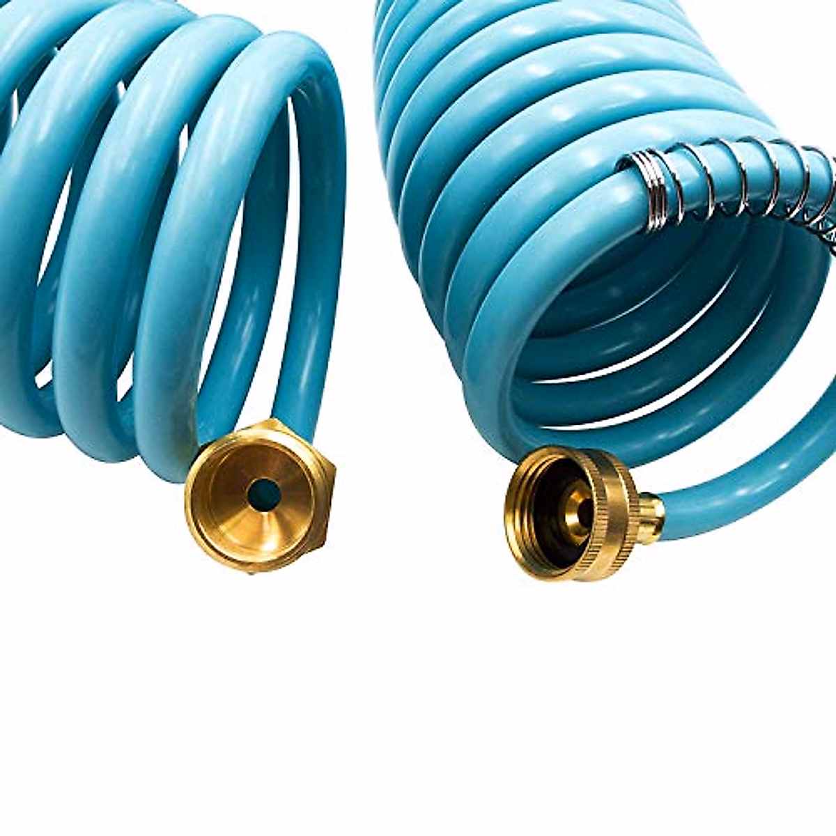 AUTOMAN-Garden-Water-Hose-Recoil,50 Feet EVA Curly Water Hose with Brass Connectors,Watering Hose Coil,Includes 7-Pattern Function Sprayer,Retractable,Corrosion Resistant Garden Coil Hose.