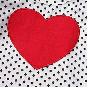 YOUNGER TREE Toddler Baby Girl Valentine's Day Outfit Long Sleeve Dot Heart Shirt Top+Suspender Strap Red Skirts Set(6M-5T) (Red, 3-4 y)