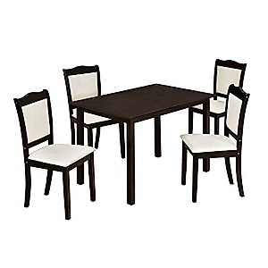 ODC 5-Piece Dining Sets for 4, 40” Wood Rectangular Table & 4 High Back Upholstered Chairs for Space Home Family Dinette, Breakfast Nook, Simple Style, Espresso