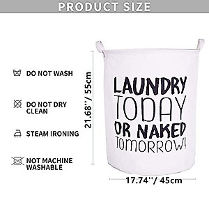 VJJ AIDEAR Wash Today Round Cloth Laundry Hamper with Handles| Dirty Clothes Sorter | 21.6" Easy Storage | Foldable | Beige Linen