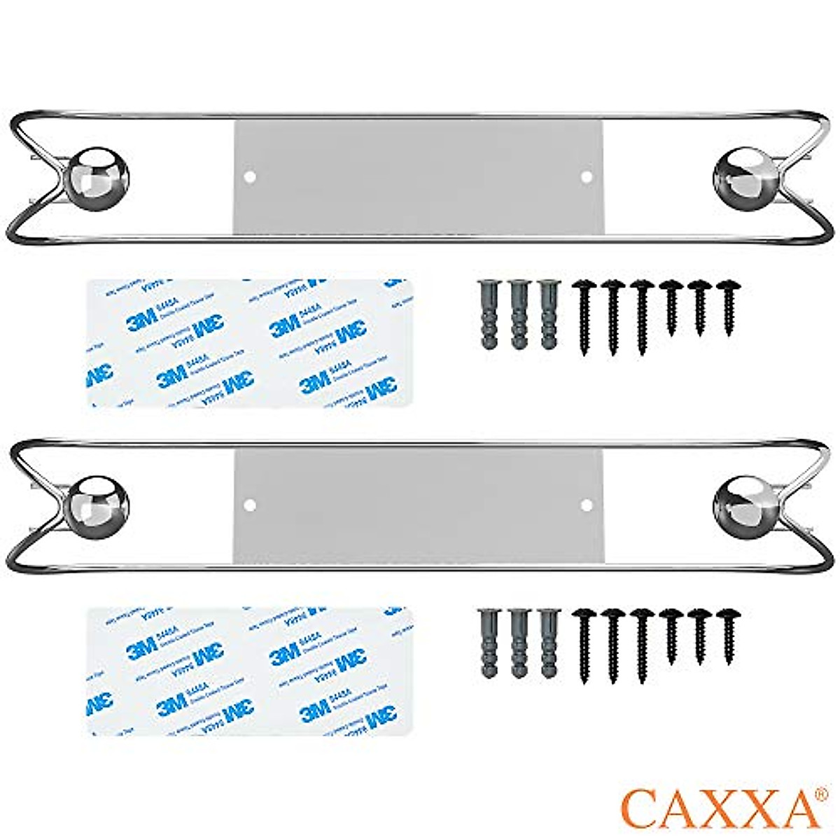 CAXXA Adhesive Under Cabinet Paper Towel Holder Dispenser with Screws for Kitchen Utility Room Laundry Pantry Chrome (2 Pack)