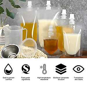 50pcs 250ml Drink Pouches Bags Drinks Flasks Juice Bags Flasks Cruise Pouch Stand up Drink Container for Cold Hot Drinks