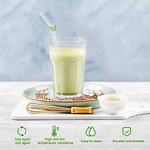 DUMING-IN 6 Pcs Reusable Glass Straws with 2 Cleaning Brushes, Cute Colorful Butterfly Glass Straws Shatter Resistant, Reusable Straws Dishwasher Safe for Juices, Smoothies, Milkshakes, Teas