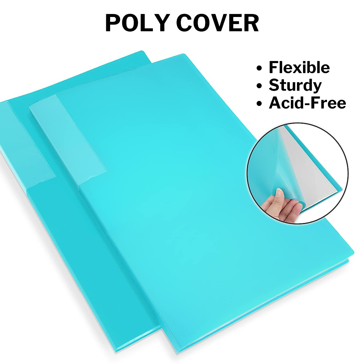 Dunwell 11x17 Portfolio Binder Folder (Aqua, Vertical) - Binder with Plastic Sleeves and Poly Cover, Portfolio Presentation Book with 24 Binder Pockets, Large Art Portfolio Folder