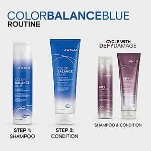 Joico Color Balance Blue Conditioner | For Lightened Brown Hair | Eliminate Brassy Orange Tones | Boost Color Vibrancy & Shine | UV Protection | With Rosehip Oil & Green Tea Extract | 8.5 Fl Oz