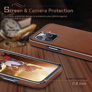 LOHASIC for iPhone 12 Case for iPhone 12 Pro Case, Luxury Leather Slim Business Classic Non Slip Soft Grip Shockproof Protective Cover Compatible with iPhone 12/12 Pro 5G 6.1 inch - Brown