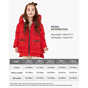 Orolay Children Hooded Down Coat Girl's Quilted Puffer Jacket Boy's Winter Jackets Red 120CM