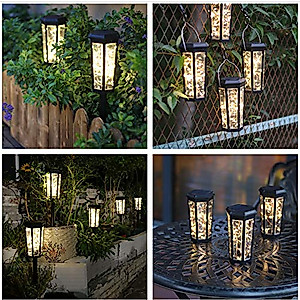 ZOVOTA 2 Pack 50 LEDs Outdoor Solar Pathway Lights, IP65 Waterproof 3-in-1 Solar Landscape Lights Hanging Lantern Table Lantern, LED Decorative Lights for Yard, Patio, Garden, Lawn and Tabletop