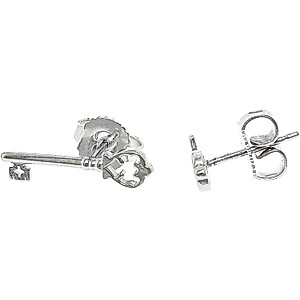 Alex and Ani Women's Post Earrings Skeleton Key, Sterling Silver, One Size