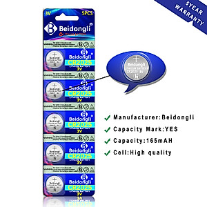 Beidongli CR2025 3V Lithium Coin Battery (10-batteries)【5-Year Warranty】