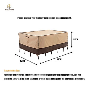 F&J Outdoors Patio Furniture Covers Tale and Chairs 86x44x27.5 inch Eco-friendly Fabric UV Resistant Waterproof Outdoor Furniture Cover