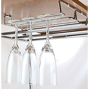 DecoBros 2PK Single Rail Wine Glass Stemware Rack Holder, Chrome