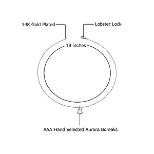 Savlano 14K White Gold Plated Aurora Borealis Drop Cut 18 Inches Pendant Chain Necklace For Women