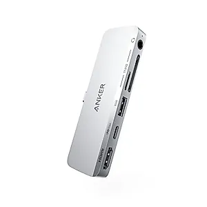 Anker USB-C Hub for USB-C iPad, 541 USB-C Hub (6-in-1) with 4K HDMI Port, Multi-Function USB-C Port, SD and microSD Card Slots, for iPad Pro 5th Gen/iPad Air 5th Gen/iPad Mini 6th and Later (Silver)