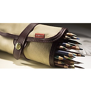 Derwent 700434 Pencil Case, Canvas Wrap Pencil Holder, Holds up to 30 Pencils and Supplies (2300671),brown