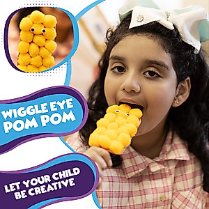 Zerimeri [600 pcs] Pom Poms Arts and Crafts - 500 1 inch Polypropylene Rainbow Pompoms with 100 Google Eyes for Craft - Child & Pet-Friendly Pom Pom Balls for Crafts