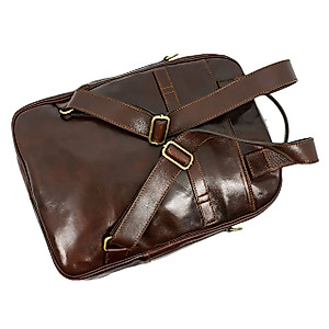 Time Resistance Leather Backpack Travel Bag Carry On Rucksack Brown Book Bag