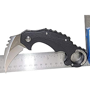 MASALONG kni189 Hard D2 steel blade folding claw karambit knife (Sanding blade Black handle)