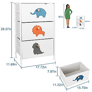 FRAPOW 3 Drawers Kids Dresser Bundle with 4 Drawers Children Dressers, Boys Storage Organizer Dresser for Baby Child Bedroom