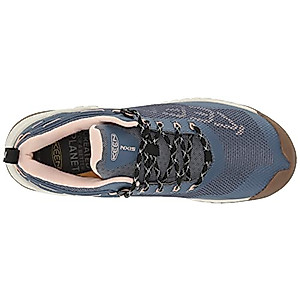 KEEN Women's-NXIS Evo Low Height Waterproof Fast Packing Hiking Shoes, Vintage Indigo/Peachy, 7.5