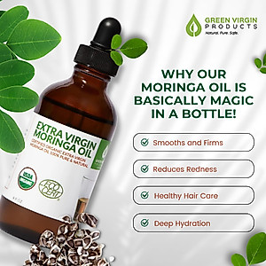 Organic Moringa Oil, Cold Pressed, Extra Virgin, 100% Pure, Food Grade