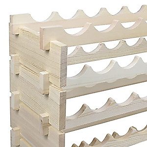 ZenStyle 6 Tier Premium Wood Wine Rack Storage Stand 72 Bottles Capacity Stackable Storage Display Shelf Floor Freestanding Wine Cabinet, Wobble-Free