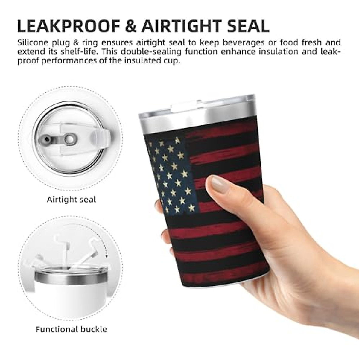 12oz Tumbler Vintage America America Flag 3 Stainless Steel Cup With Straw And Lid Spill Proof Bulk Double Wall Vacuum Reusable Water Tumblers For Cold Hot Drink