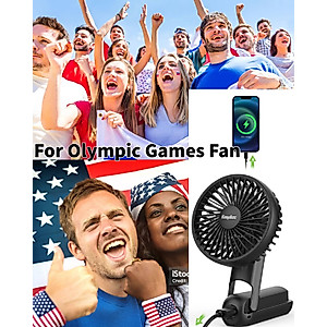 EasyAcc Portable Handheld Fan,4000 Battery Portable Fan for Travel [Ultra Quiet Powerful] 5 Speed Backup Power Digital Display Lanyard Rechargeable Foldable Personal Hand Fan for Olympic Games Black