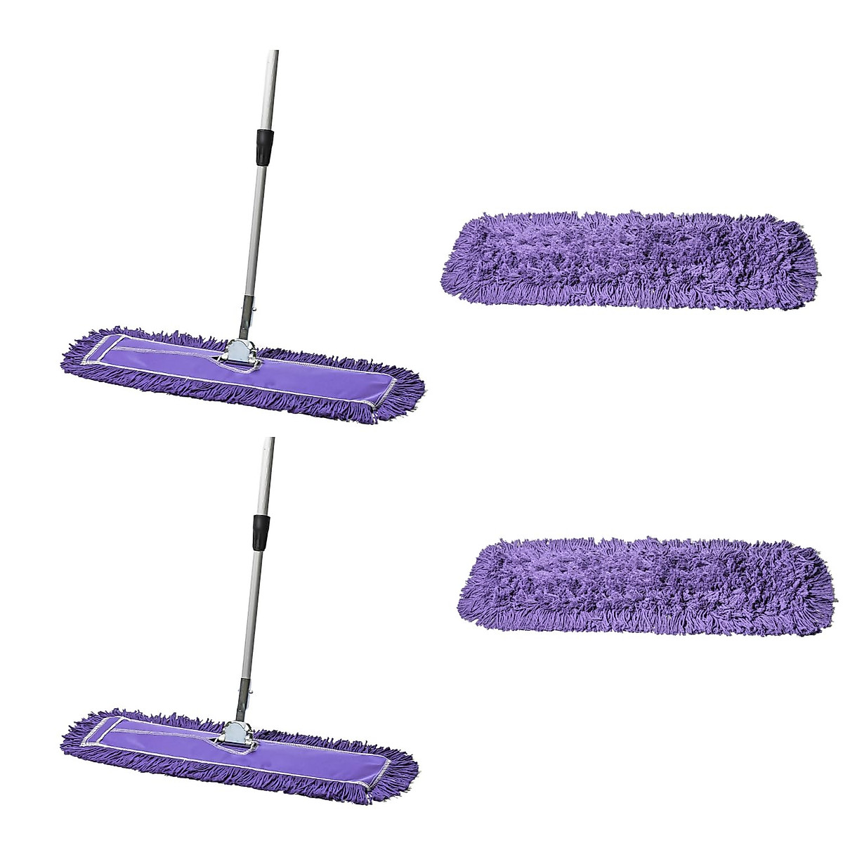 Tidy Tools 24 Inch Purple Dust Mop with Extendable Handle and 24 Inch Purple Dust Mop Refill Bundle - 2 Mop Sets and 2 Refills