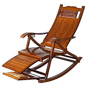 Lounge Chair, Oversized Wooden Rocking Chair,Outdoor Porch Rocker Chair for Adult, 440 Lb. Weight Capacity, Backyard and Lawn Furniture (Color : with Brown Cushions, Size : Rocking Chair)