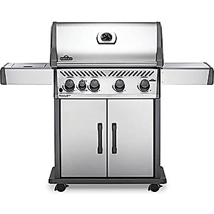 Napoleon Rogue XT 525 BBQ Grill, Stainless Steel, Propane Gas - RXT525SIBPSS-1 With Four Burners, Infrared Sear Station Side Burner, Barbecue Gas Cart, Folding Side shelves, Instant Failsafe Ignition