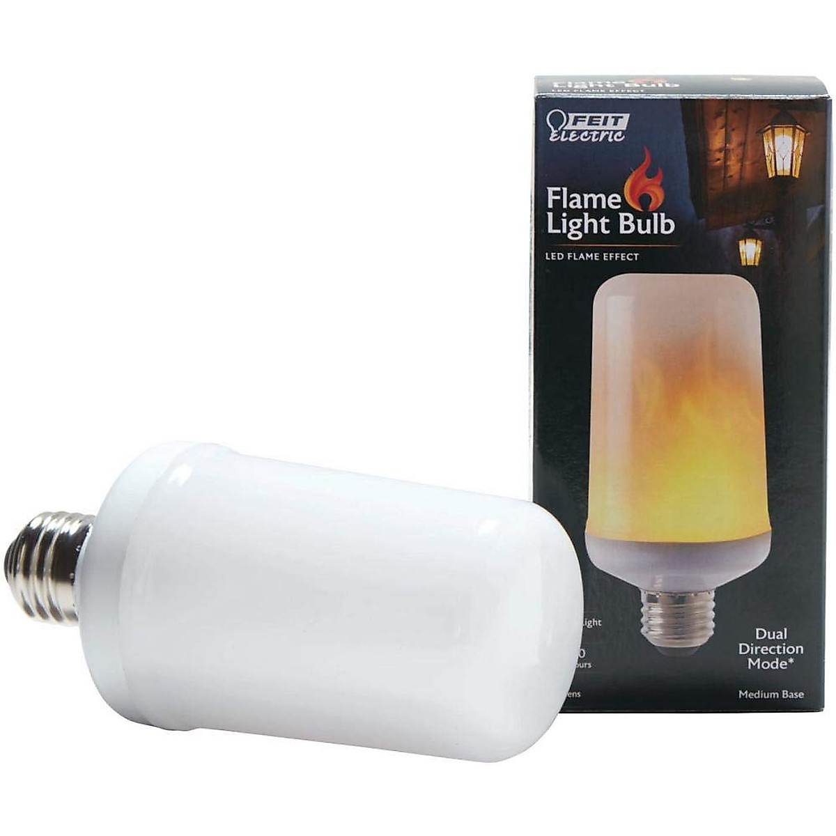 Feit Electric LED Light Bulbs, 3-Watt Non-Dimmable LED Bulb, Color Warm Light (1500K) 80 Lumen, T60 Flame Design LED Bulb