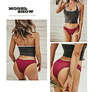 FINETOO Womens Cotton Underwear Sexy Stretch Bikini Panties Low Rise Hipster Ladies Soft V-Waist Cheeky(L)